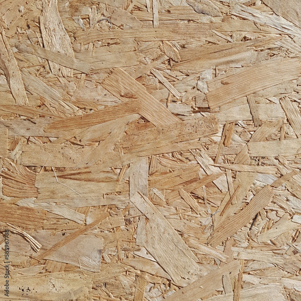 OSB board, chipboard texture background, template. Oriented strand board, plywood, pressed chips ...