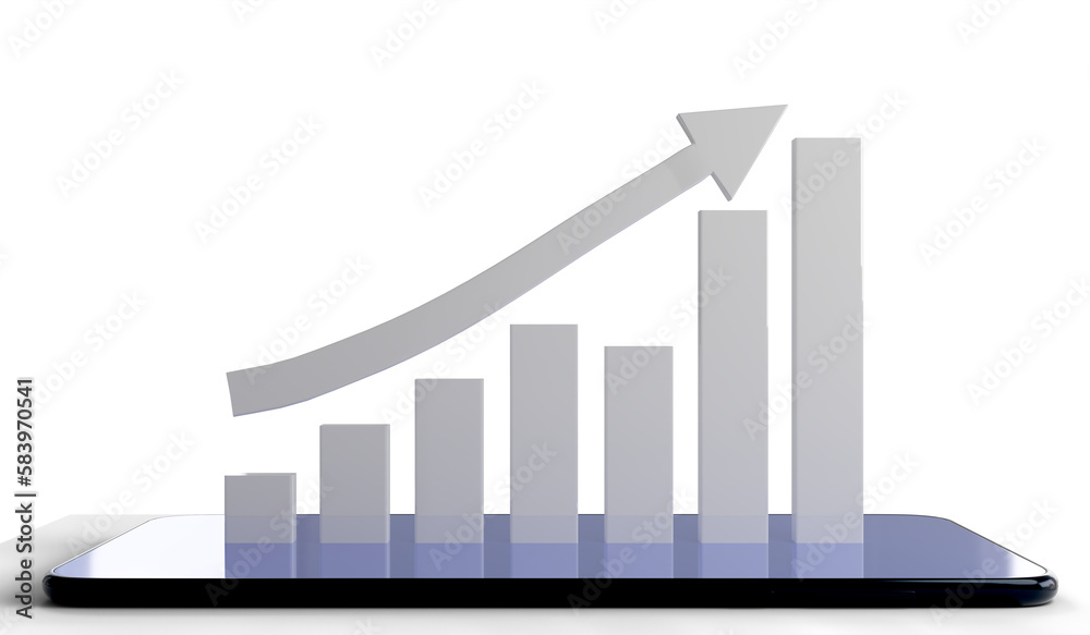 Progressive businesses graph with smartphone PNG file mock up with ...