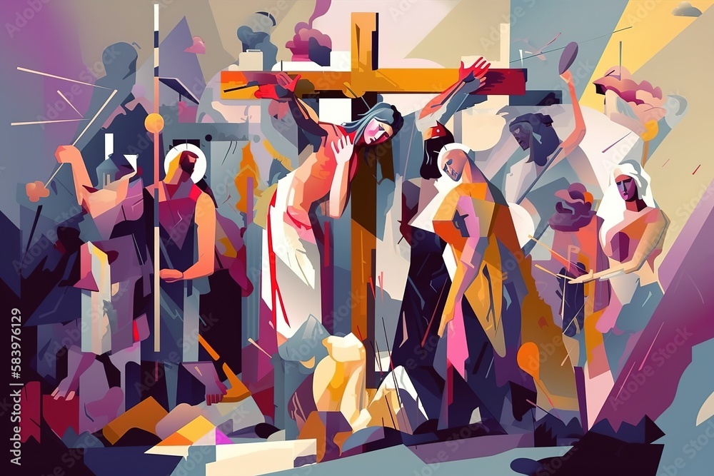 Biblical vector illustration series Way of the Cross or Stations of the ...