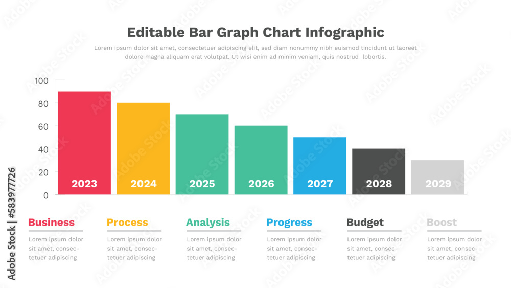 Bar chart infographic presentation template fully editable Stock Vector ...
