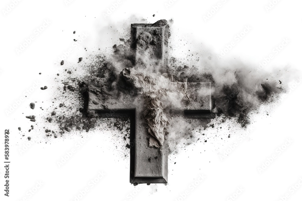 Cross made of ashes, Ash Wednesday, Lent season vintage abstract ...