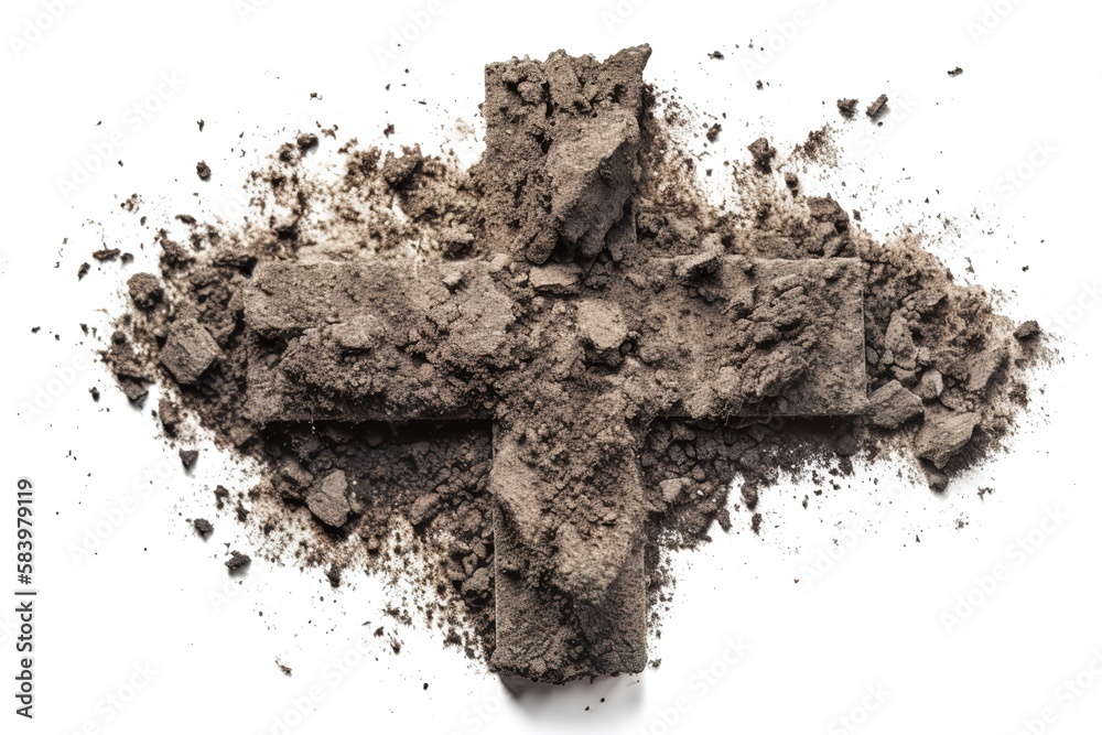 Cross made of ashes, Ash Wednesday, Lent season vintage abstract ...