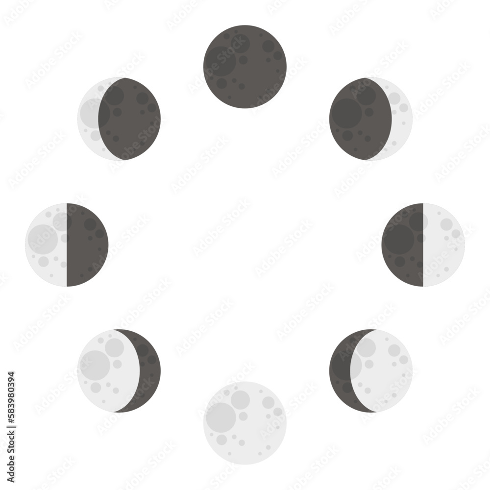Frame border with silver moon phase cycles. Can be used for cards ...