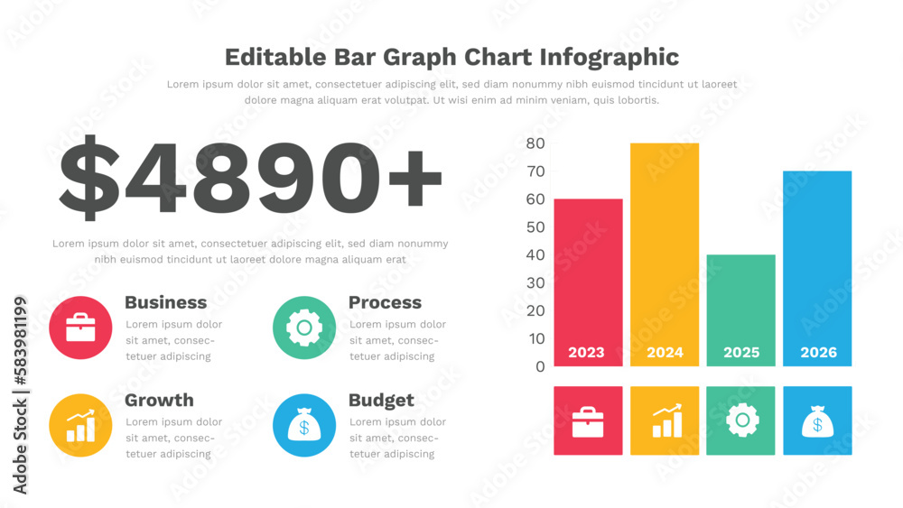 Bar chart infographic presentation template fully editable Stock Vector ...