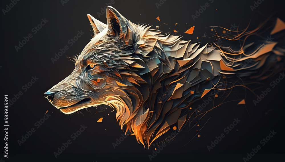 Wolf animal abstract wallpaper. Contrast background in vivid colors ...