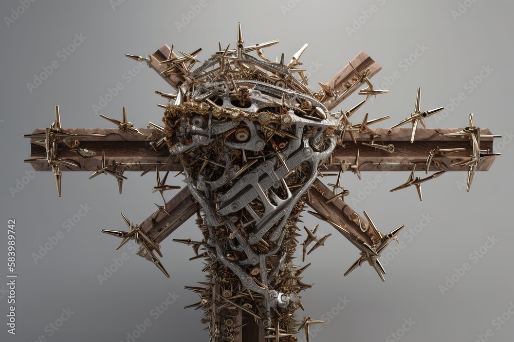 Jesus Christ - Cross With Hammer y Nails And Crown Of Thorns ...