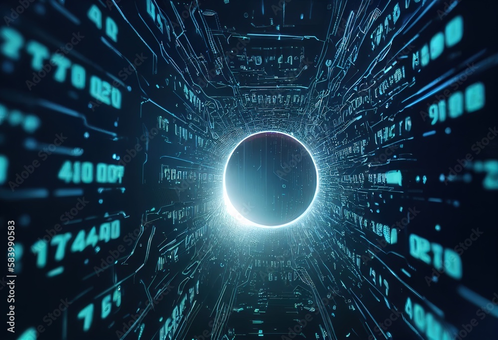 Futuristic data flow, data transfer technology. Cyberpunk, big data and ...