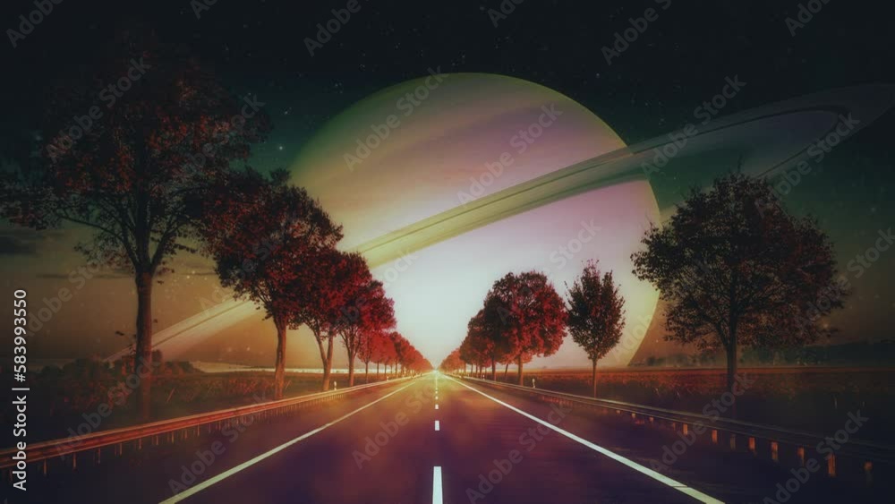Stockvideo Space Highway Planets Surreal Background Scene Zoom In. Zoom ...