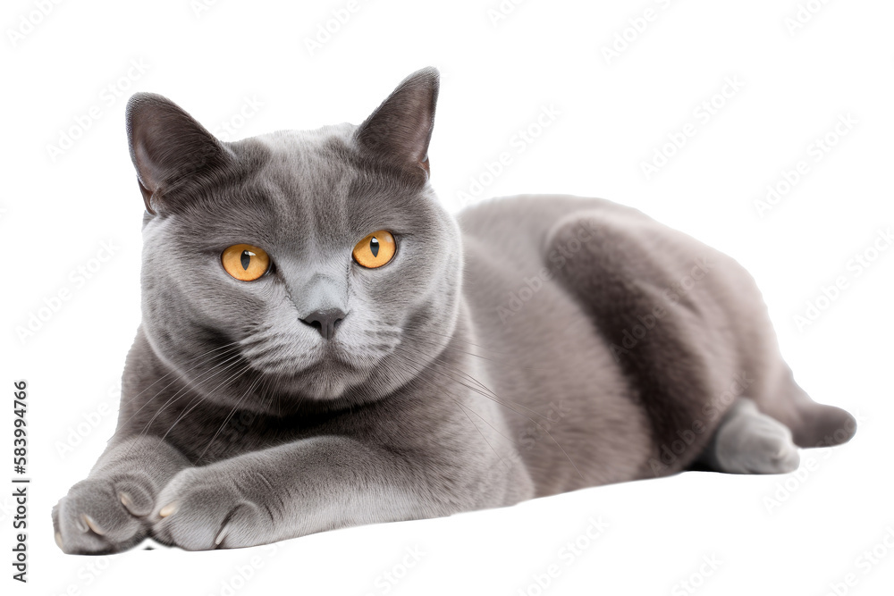 Chartreux Cat on isolated transparent background, png. Generative AI ...