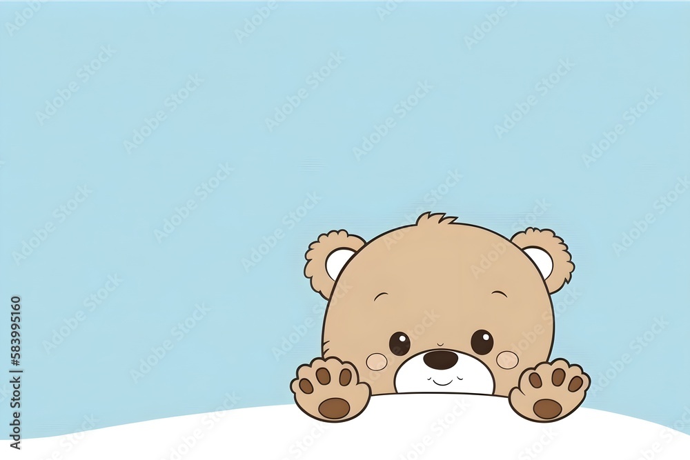 Background of a Cute bear, hand drawing. Wallpaper illustration. Front ...