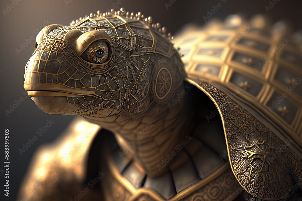 Golden Turtle with a beautiful and unusual skin. ai generation Stock ...