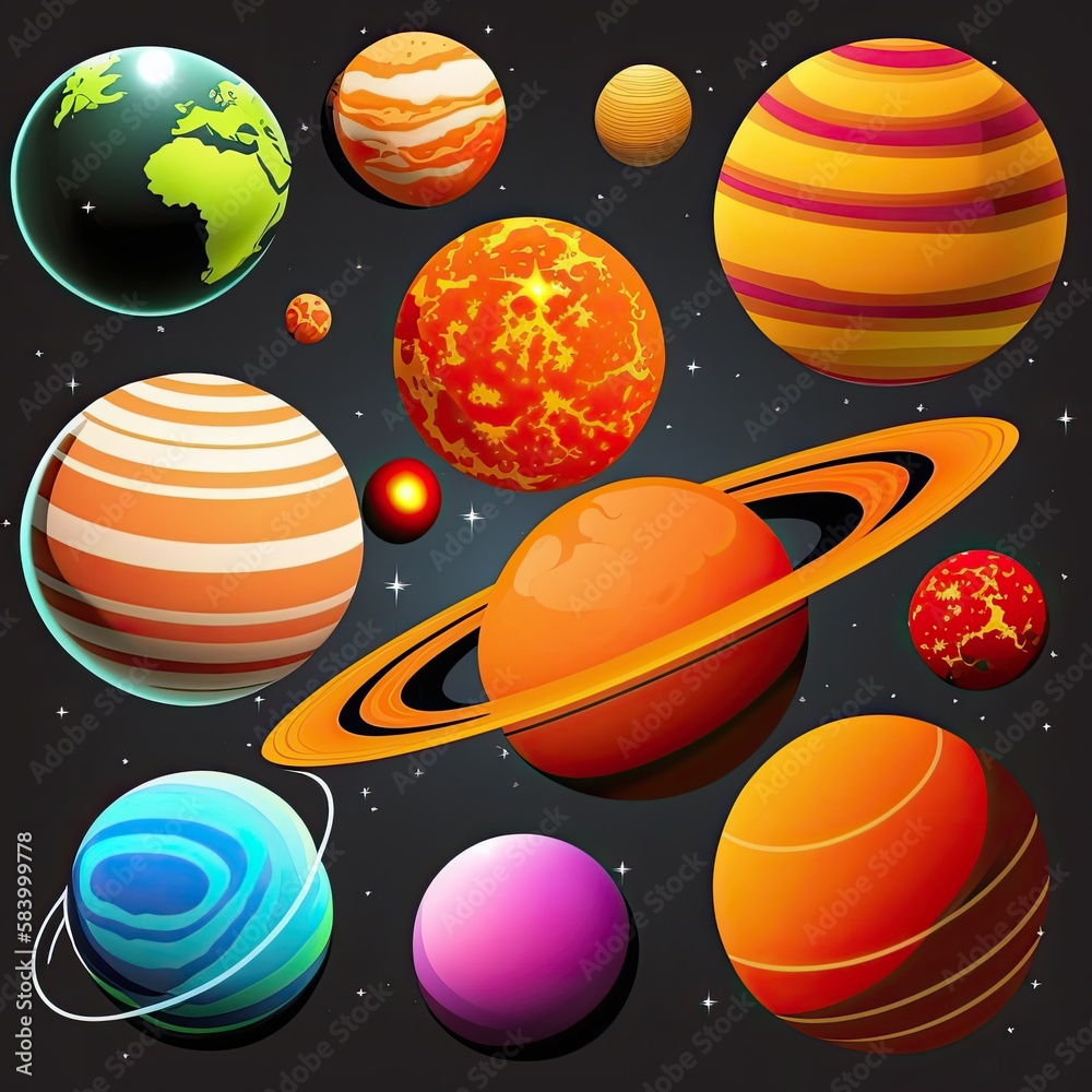 planets in space clip art Stock Illustration | Adobe Stock