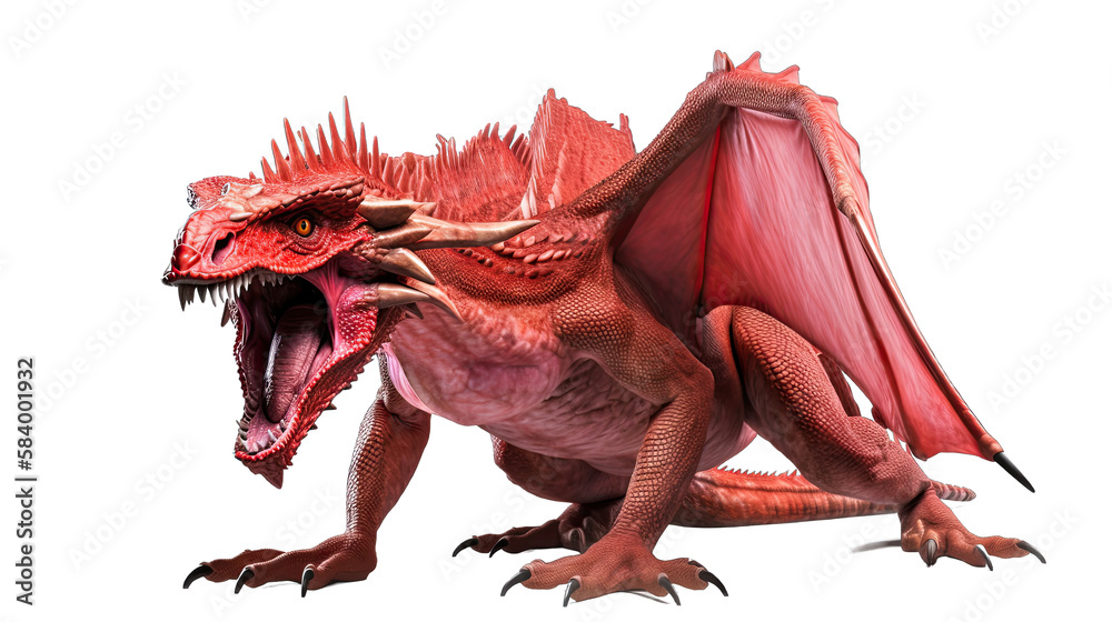 Red dragon isolated on white transparent background png. Generative AI ...