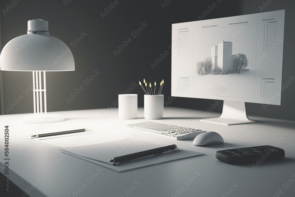 layout nuclear power plant on the desk in the office, created by a ...