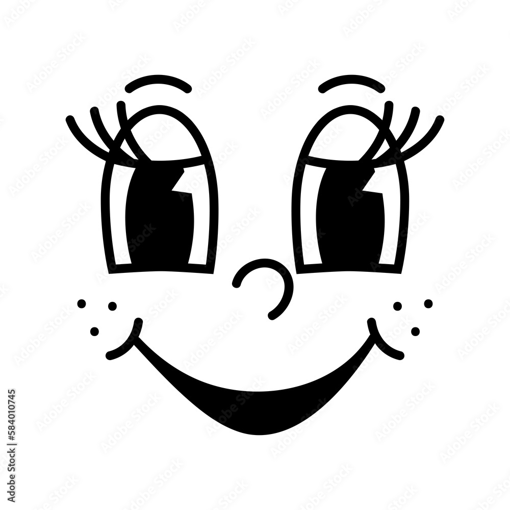 Face for creator of cartoon retro mascot, logo and branding. Monochrome ...