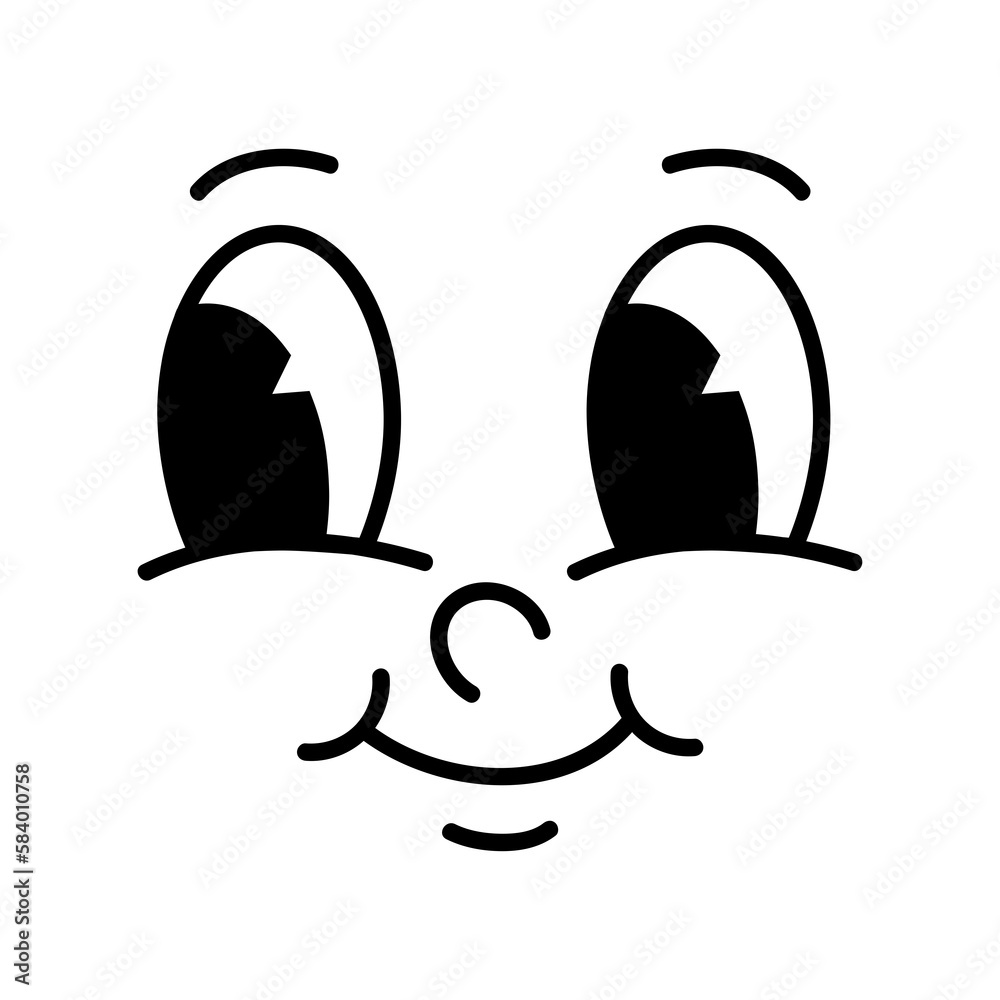 Face for creator of cartoon retro mascot, logo and branding. Monochrome ...