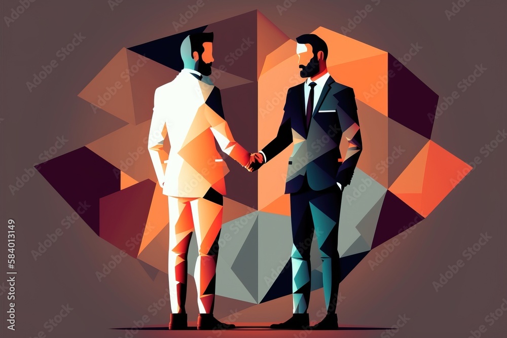 Businessmen shake hands after the successful completion of the deal ...