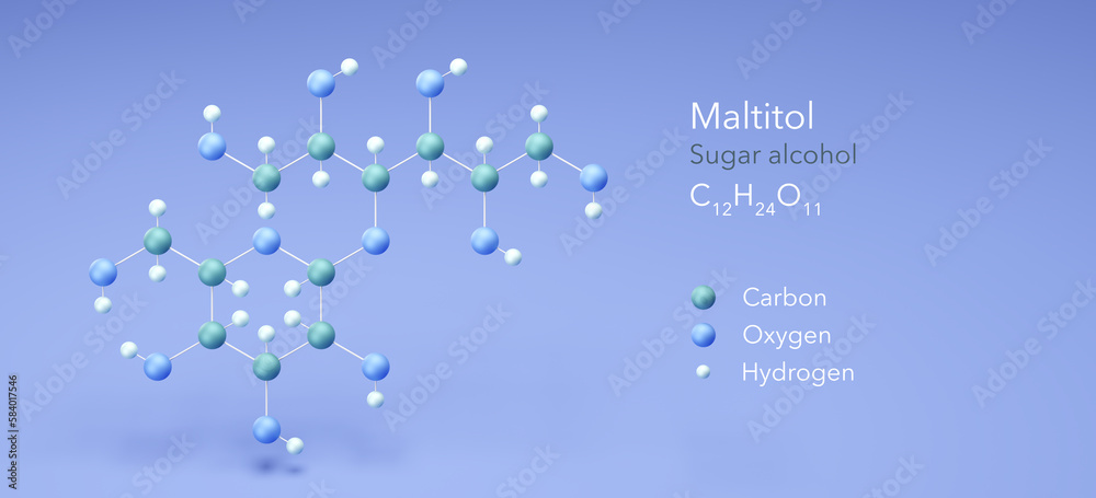 maltitol molecule, molecular structures, sugar alcohol, 3d model ...