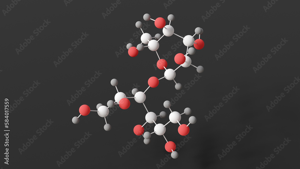 maltitol molecule, molecular structure, sugar alcohol, ball and stick ...