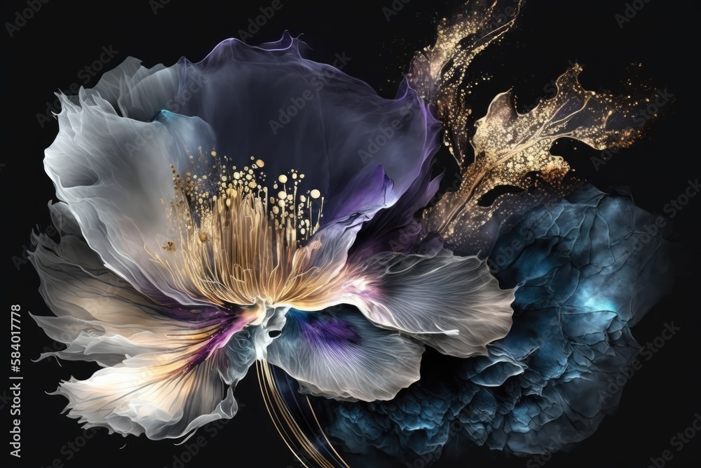 a wallpaper botanical flowers with one big flower for whole artwork ...