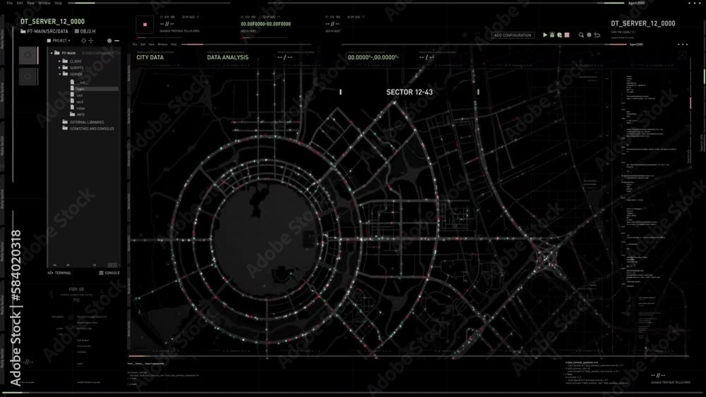 Connecting to the city scanner technology analysing the virtual map ...