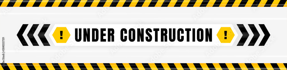 Under construction badge placed on gray background with black and ...