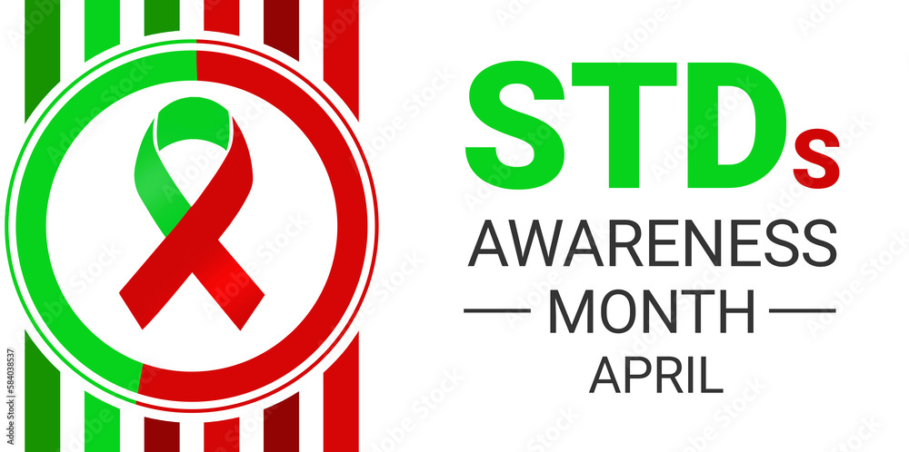 STDs awareness month wallpaper design with green and ribbon ...