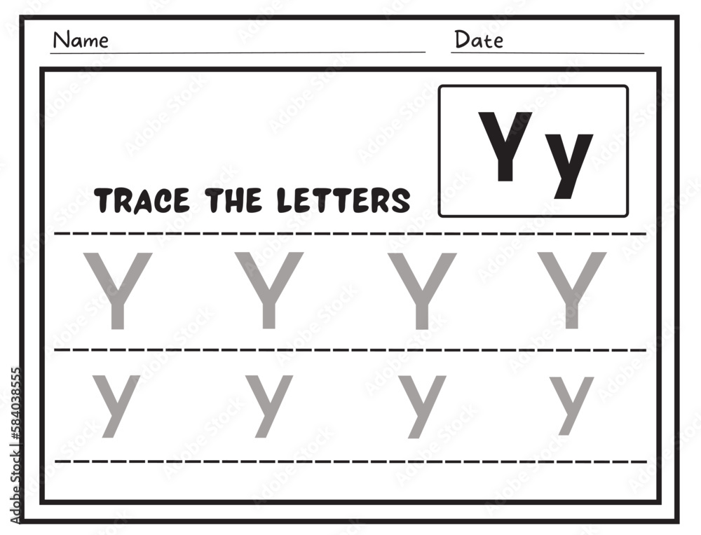 Alphabet tracing practice Letter Y. Tracing practice worksheet ...