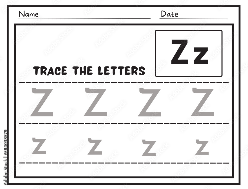 Alphabet tracing practice Letter Z. Tracing practice worksheet Educational children Tracing ...