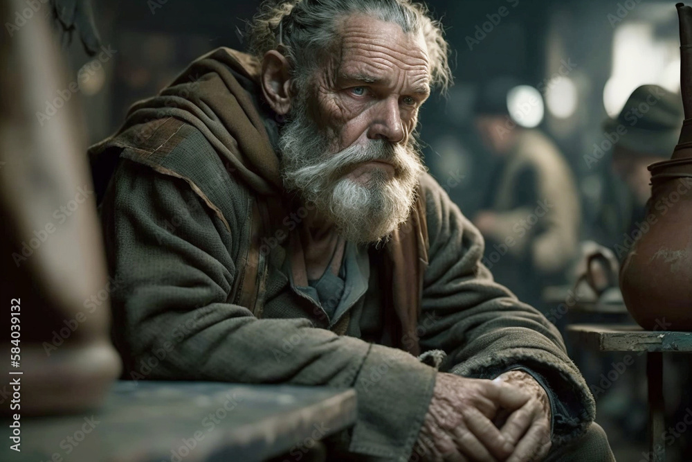 old man in bad mental and or physical condition, fictional person and ...