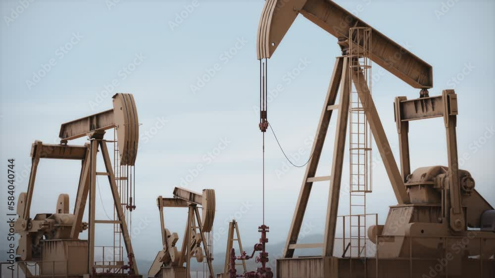 Oil rigs or pumps. Industrial construction ground drilling equipment ...
