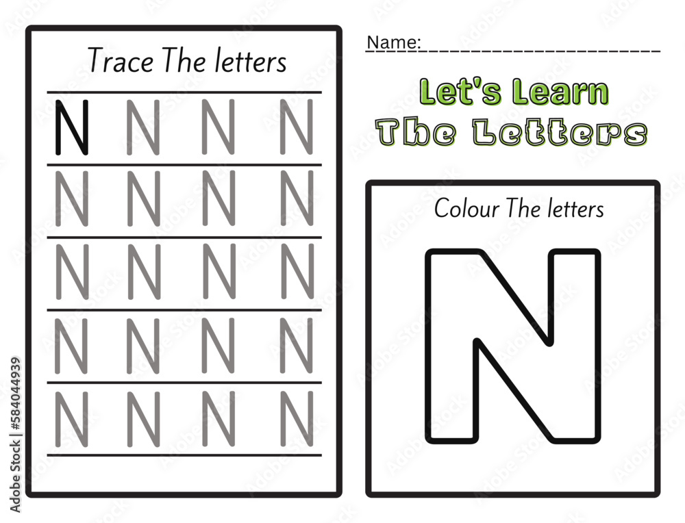 letters n. Learning Kids counting activity. Worksheet for learning ...
