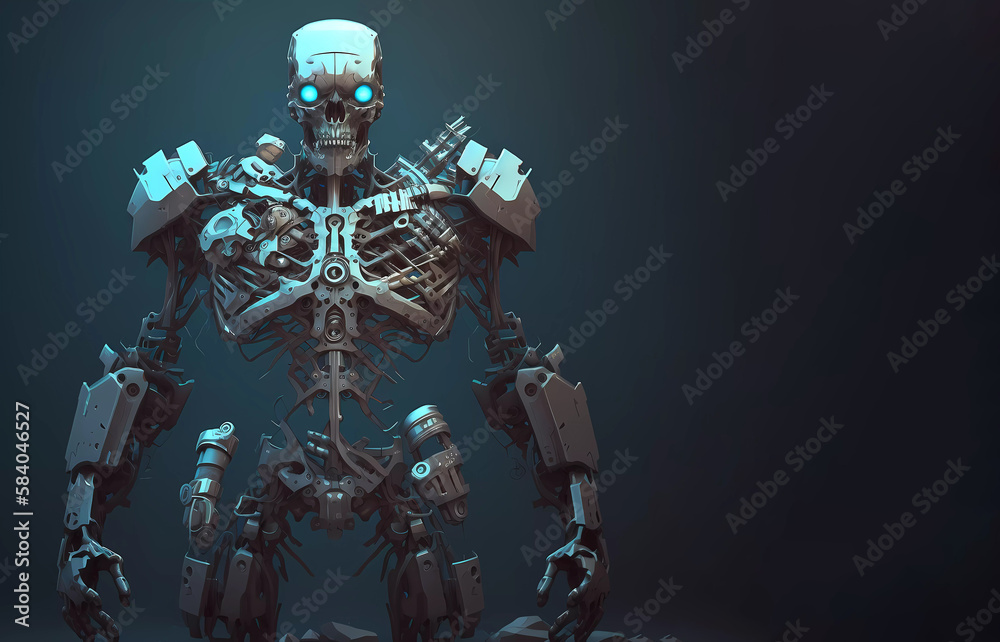 Robot skeleton. Banner. AI generated Stock Illustration | Adobe Stock