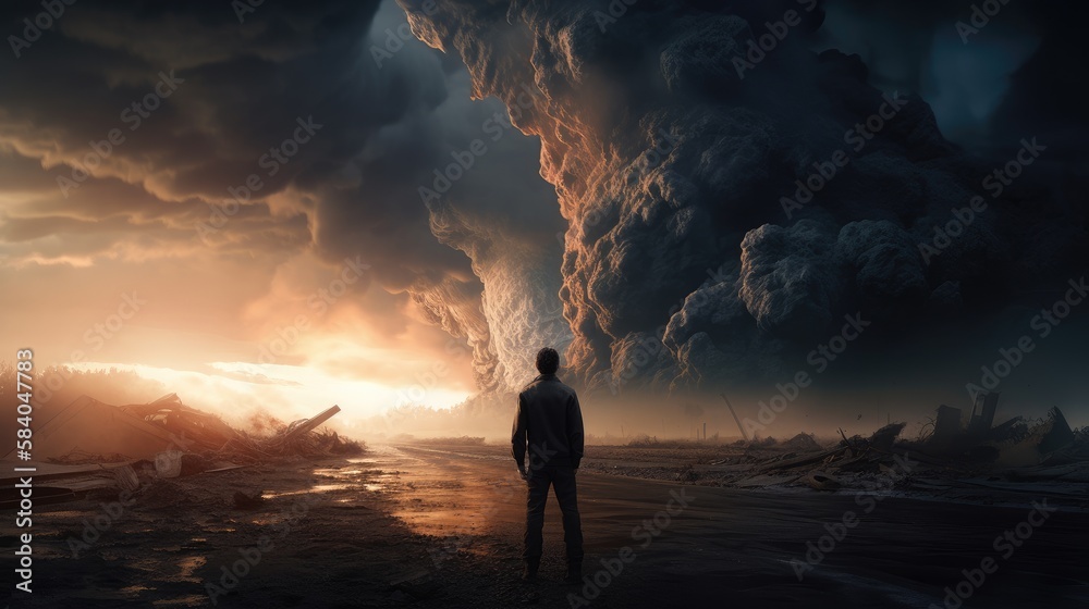 The End of the World Apocalyptic, epic scene. Created with Generative ...