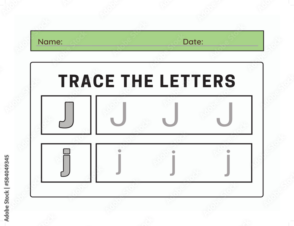 Trace letter J uppercase and lowercase. Alphabet tracing practice ...