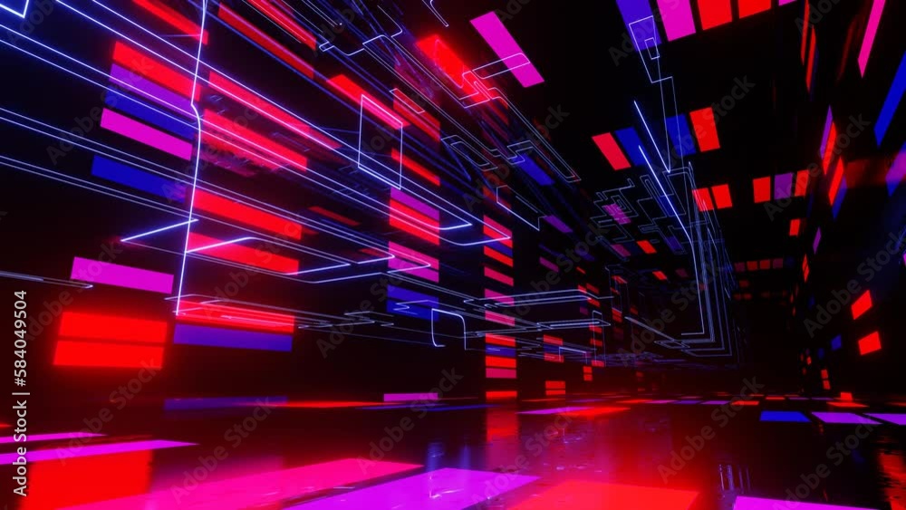 Hi-tech neon sci-fi tunel. sci-fi pattern Trendy neon glow lines form ...