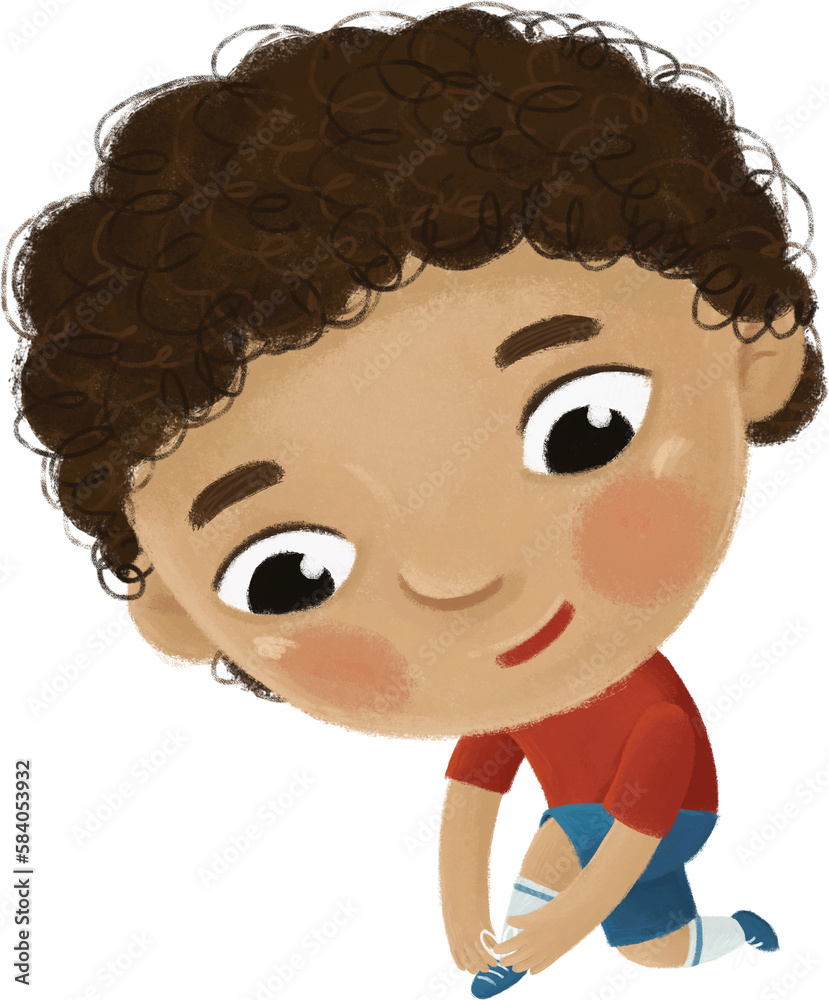 cartoon child kid boy taking off or putting on clothes by him self ...