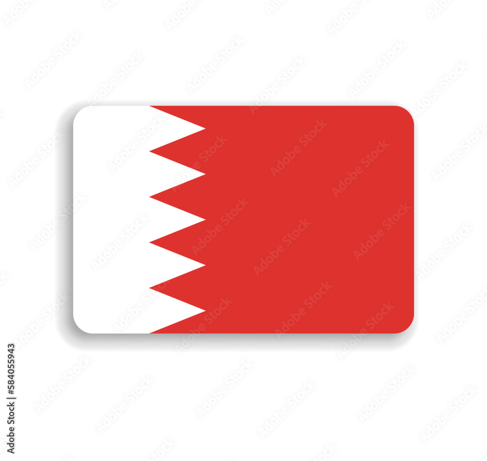 Bahrain flag - flat vector rectangle with rounded corners and dropped ...