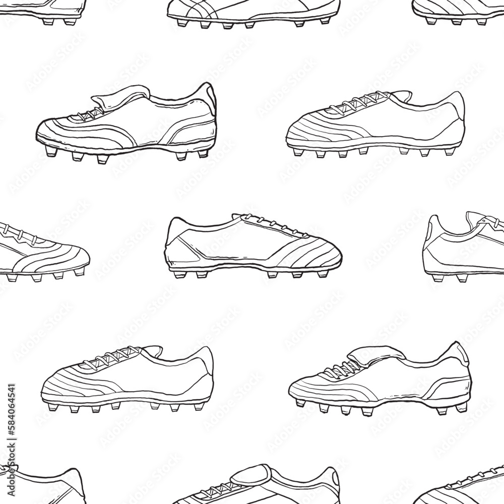 Retro Football boots doodle seamless pattern. Cartoon illustration ...