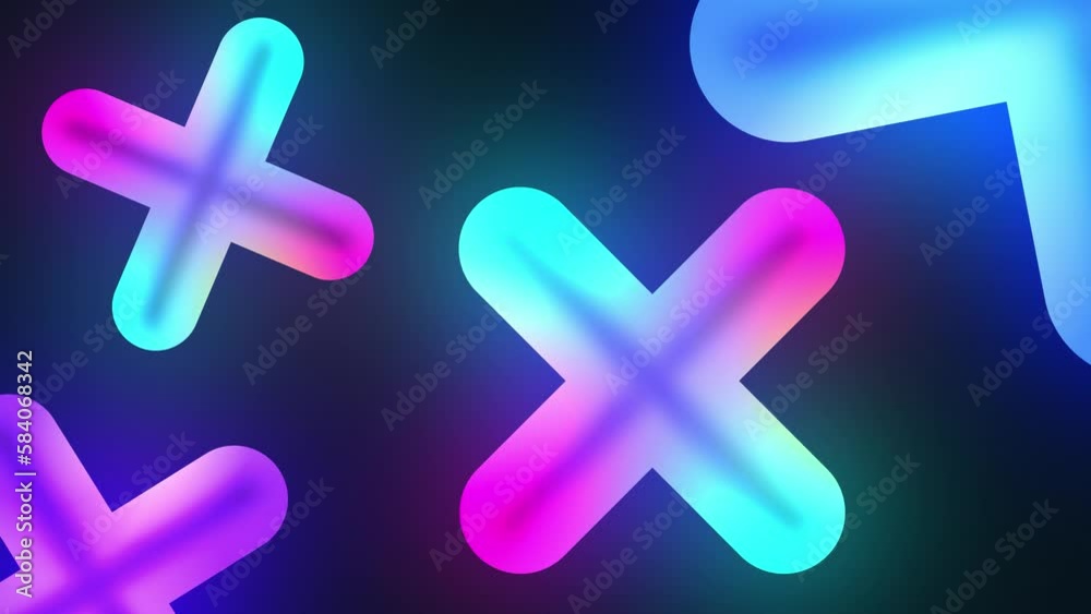 Amazing Abstract Blue and Pink Moving Cross or Plus Shapes. Glowing ...