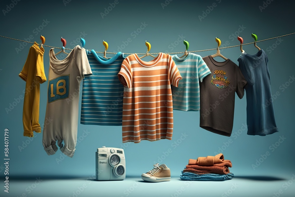 collection of different clothing items sizes and shapes hanging on ...