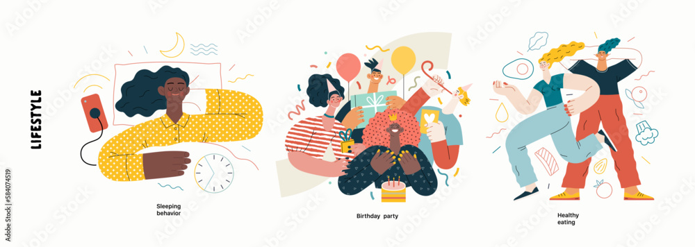 Lifestyle series - modern flat vector illustration of Birthday party ...