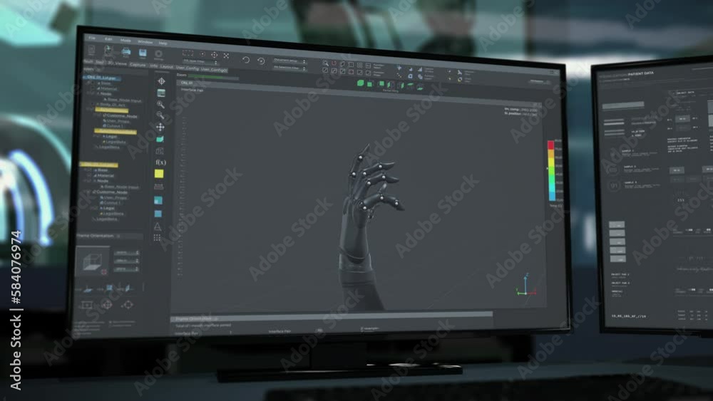 Machine software connecting the parts of the artificial robotic hand ...