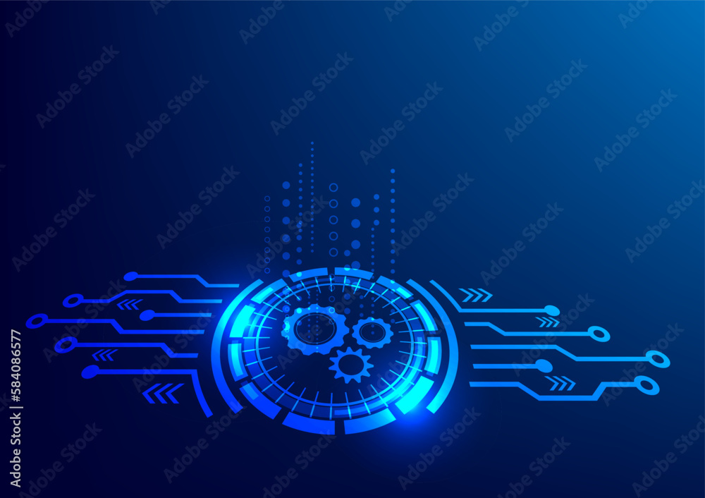 AI artificial intelligence blue background. AI processing. Technology ...