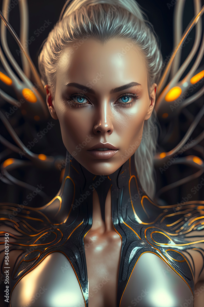 young beautiful woman with white skin, perfect slim hourglass body ...