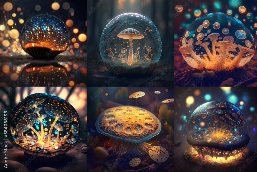 Fairytale mushrooms, ai generated magic fairy tale fantasy toadstools ...