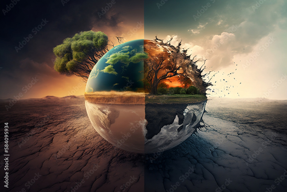 Earth suffering from natural disasters, climate change, global warming ...