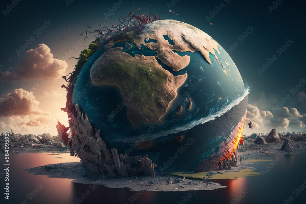 Earth suffering from natural disasters, climate change, global warming ...