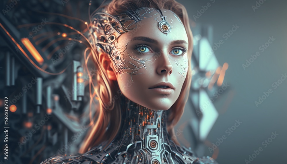 Representation of Fictional AI Robot in Human Body Shape Generated by ...