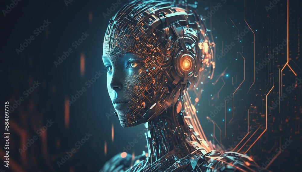 Representation of Fictional AI Robot in Human Body Shape Generated by ...